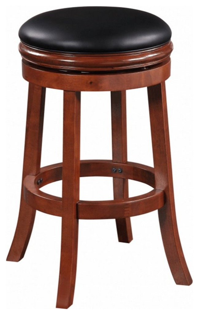 Boraam Wood Backless Swivel Bar Stool in Cherry Finish, 29 Inch ...