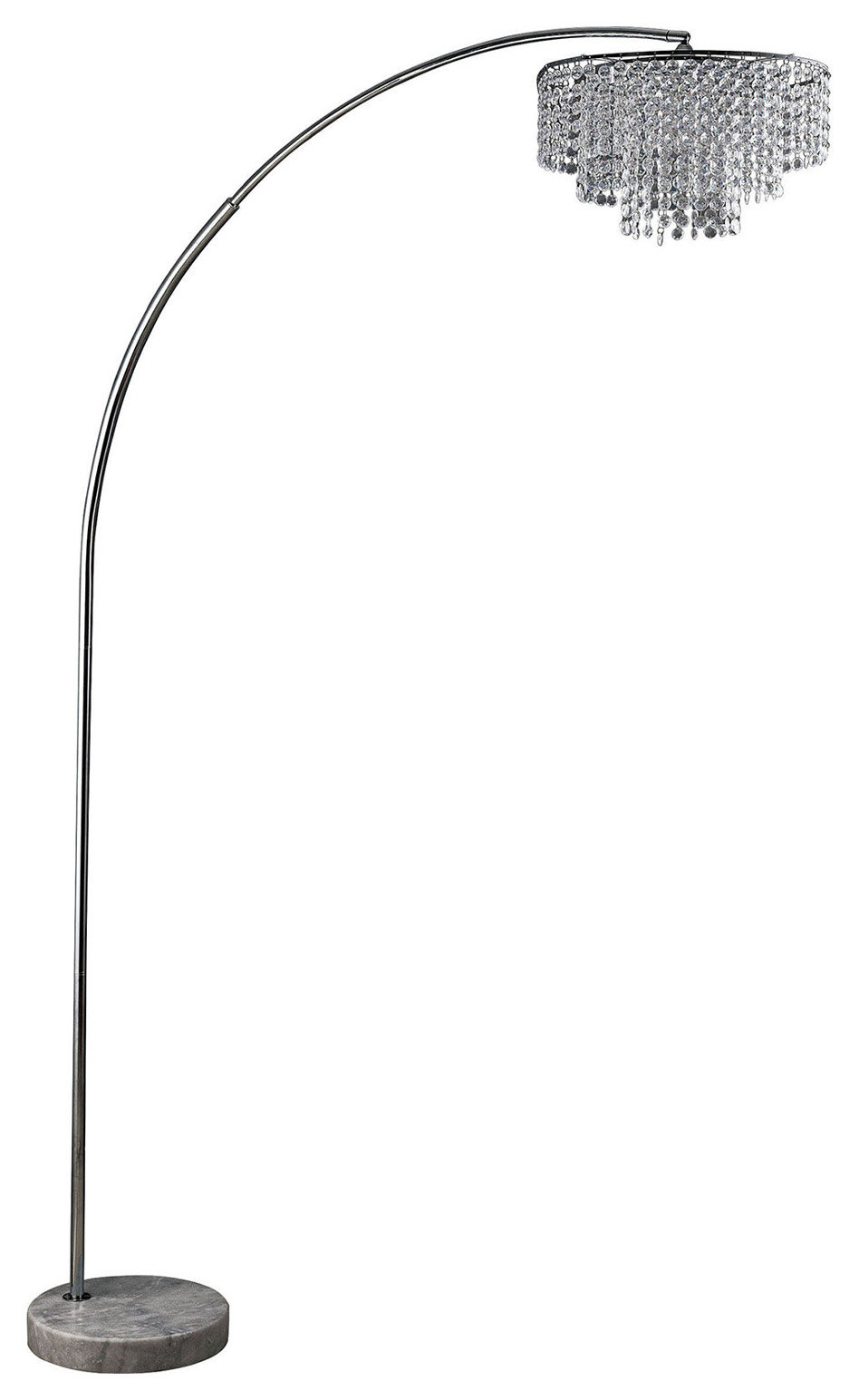 Contemporary Metal and Crystal Arch Floor lamp with Marble Base, Silver ...