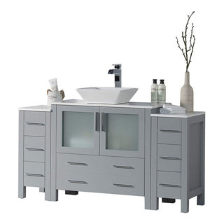 Sydney 60" Vanity Base Only, Metal Gray, 60x35 - Contemporary ...