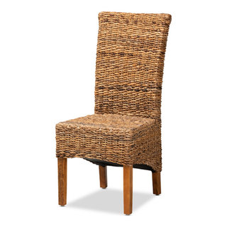 Trianna Rustic Natural Abaca and Brown Finished Wood Dining Chair ...
