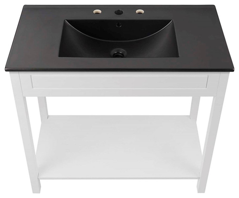 Modway Altura 36" MDF Ceramic and Particleboard Bathroom Vanity in ...