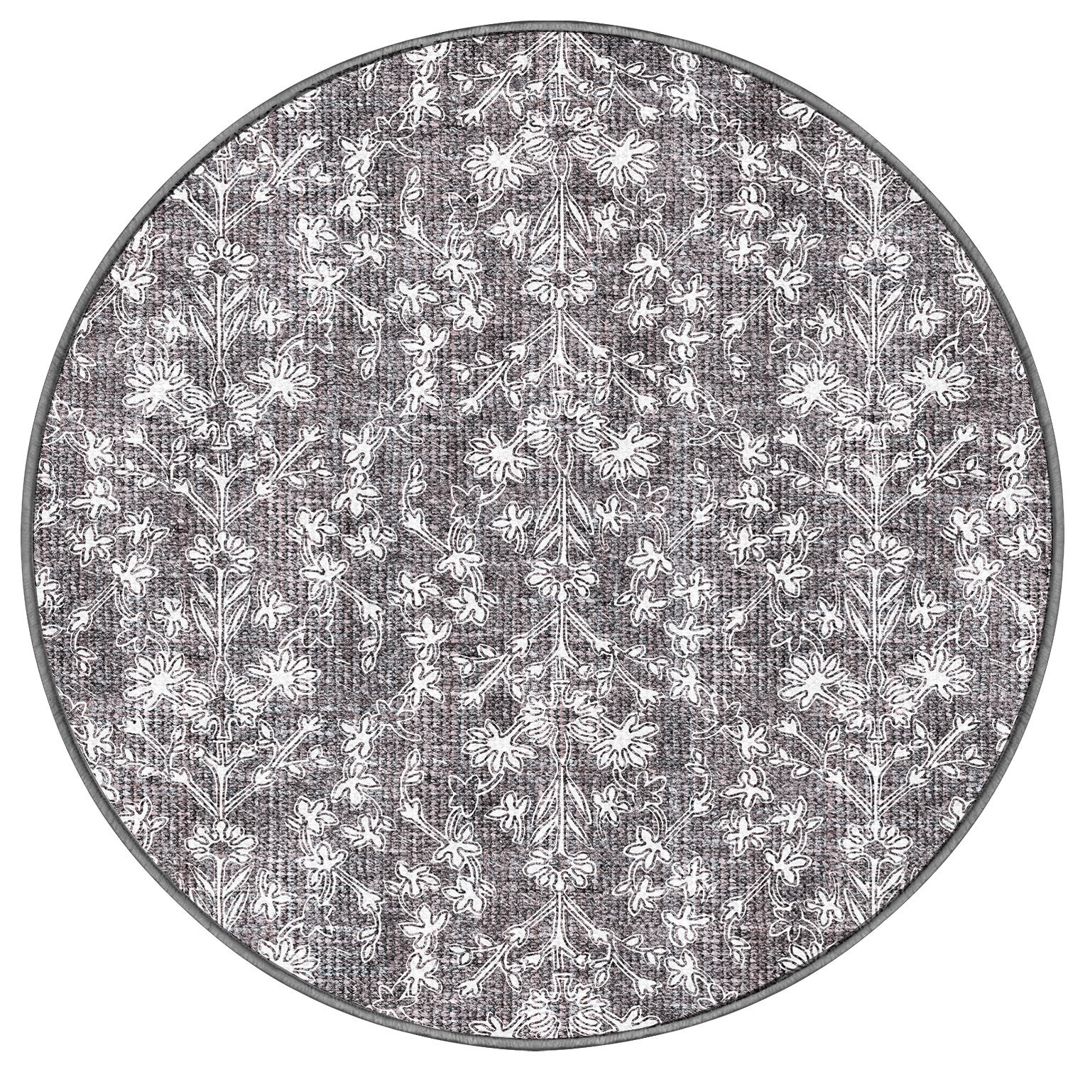Washable Daisy Chain Graphite Area Rug, Round 4' - Contemporary - Area ...