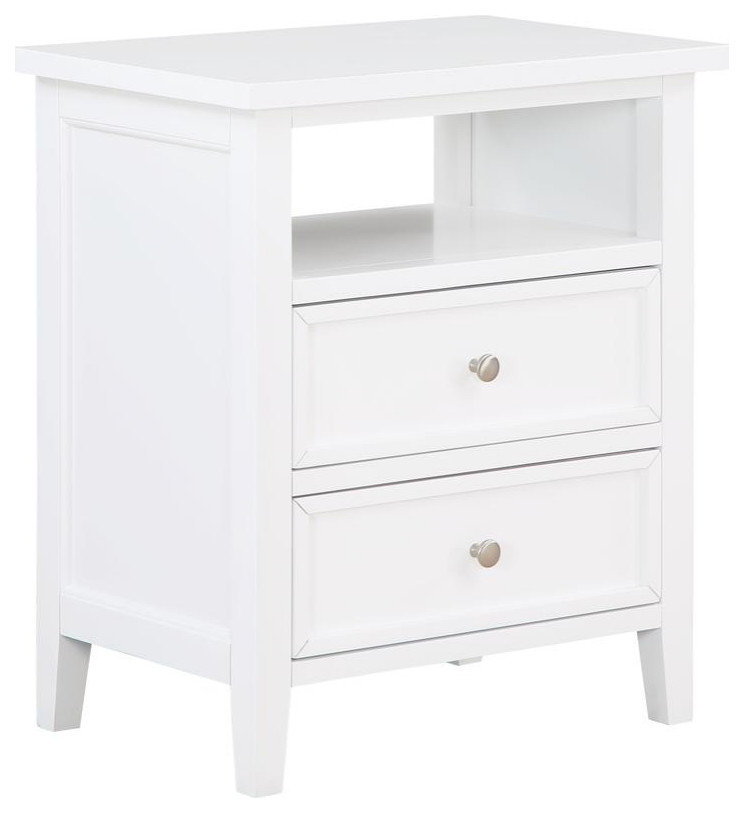 Walker White 2 Drawer Nightstand - Contemporary - Nightstands And ...