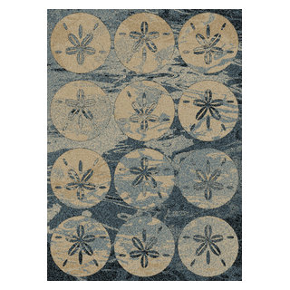 American Destination Sand Harbor Blue Coastal Area Rug, 7'10"x9'10 ...