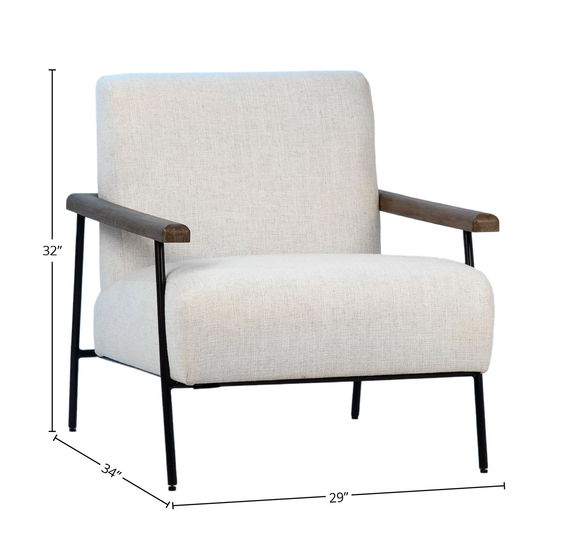 Owen Cotton Upholstered Modern Occasional Chair, Natural Mindi Wood and ...