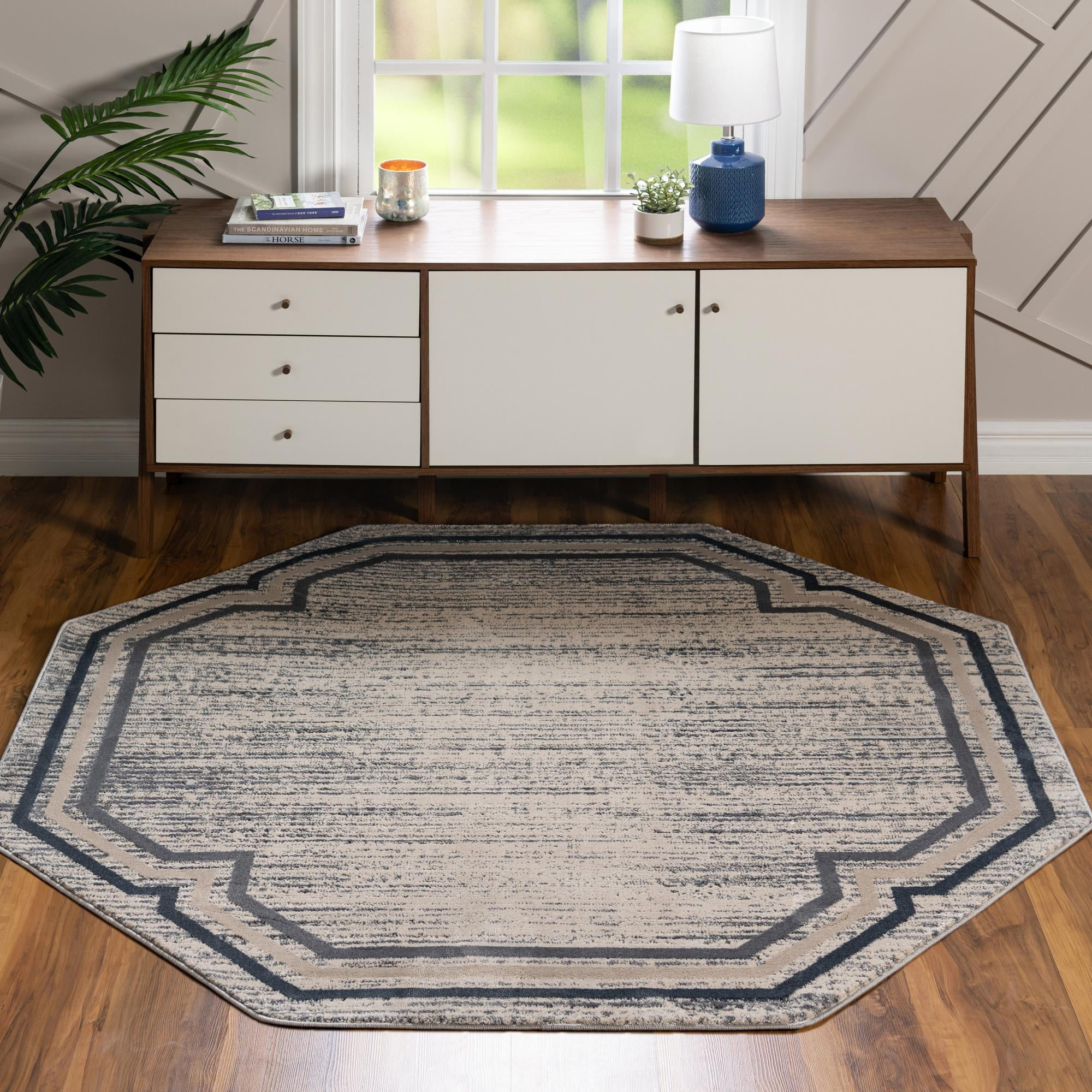 Unique Loom Oasis Fountain Area Rug, 7' 0 x 7' 0 Octagon - Contemporary ...