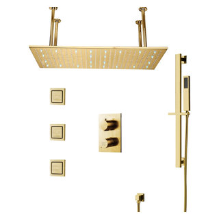 Led 20*40" Digital Brushed Gold Ceiling Shower System With Handheld ...