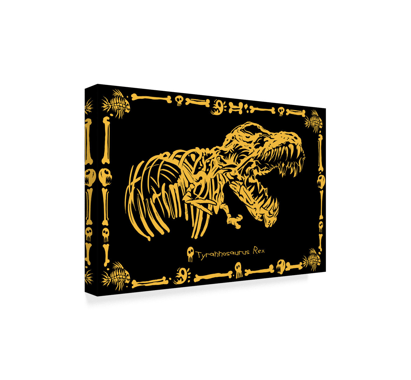 Ali Chris 'T Rex Black Background.' Canvas Art, 30"x47" - Contemporary ...