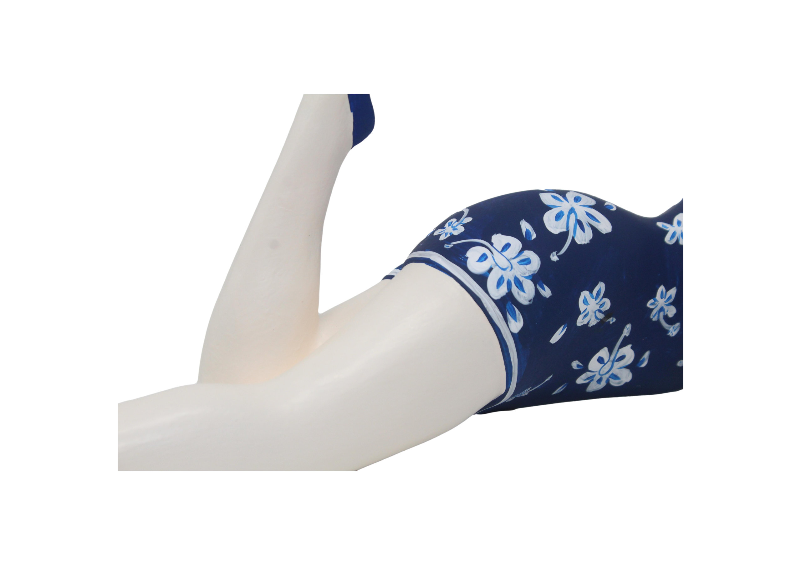 Retro Bathing Beauty Lying Figurine Statue, Swim Suit Woman Navy White ...
