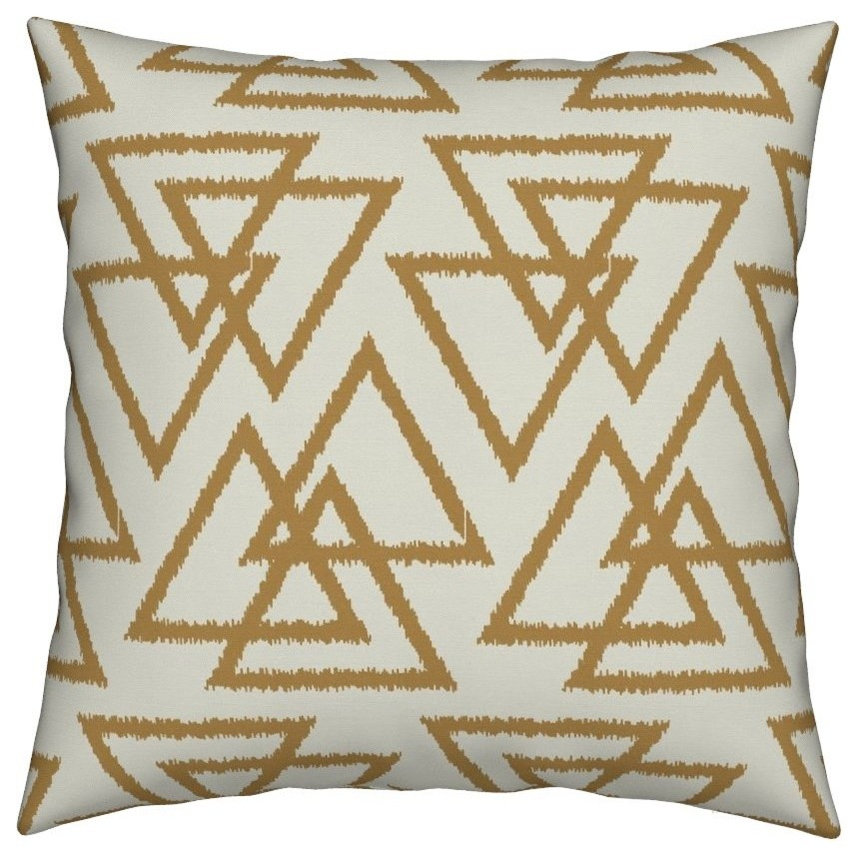 Triangles Geometric Modern Trendy Mustard Throw Pillow - Contemporary ...