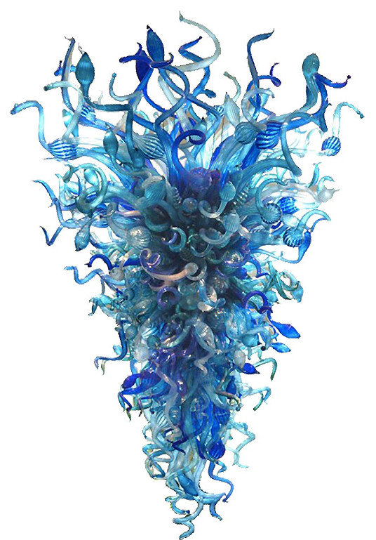 Artemis Large Blue Hand Blown Glass Chandeliers, Large - Contemporary ...