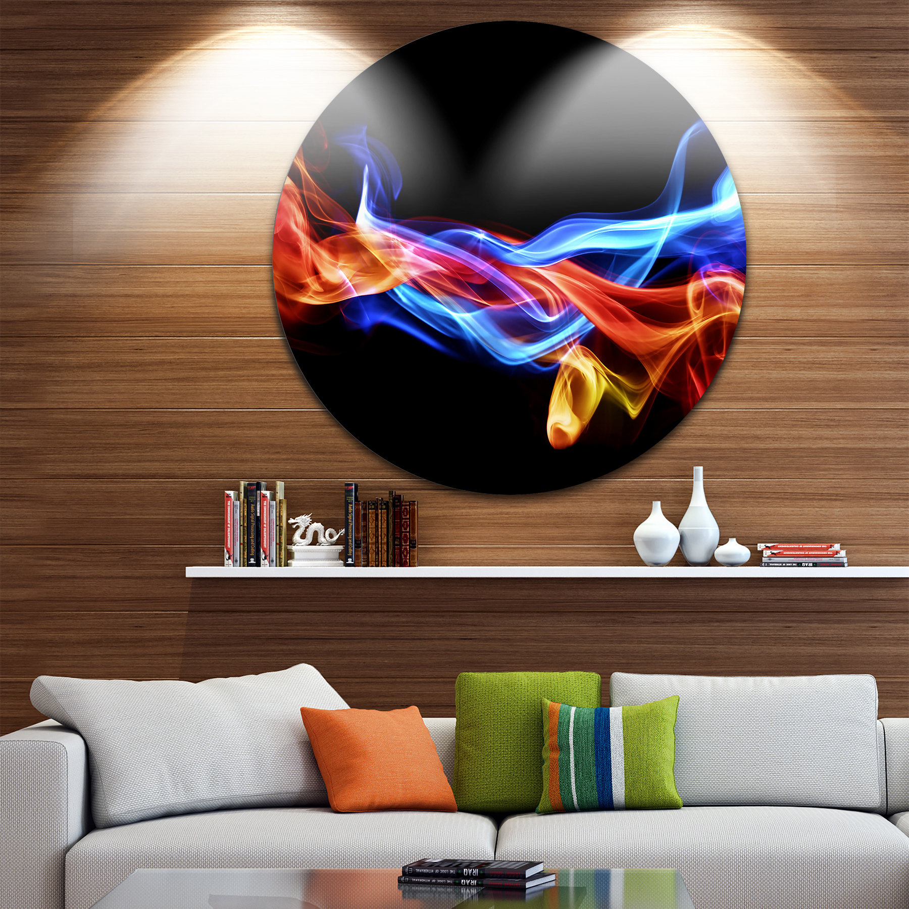 Fire And Ice Design Abstract, Digital Art Disc Metal Wall Art, Disc of ...