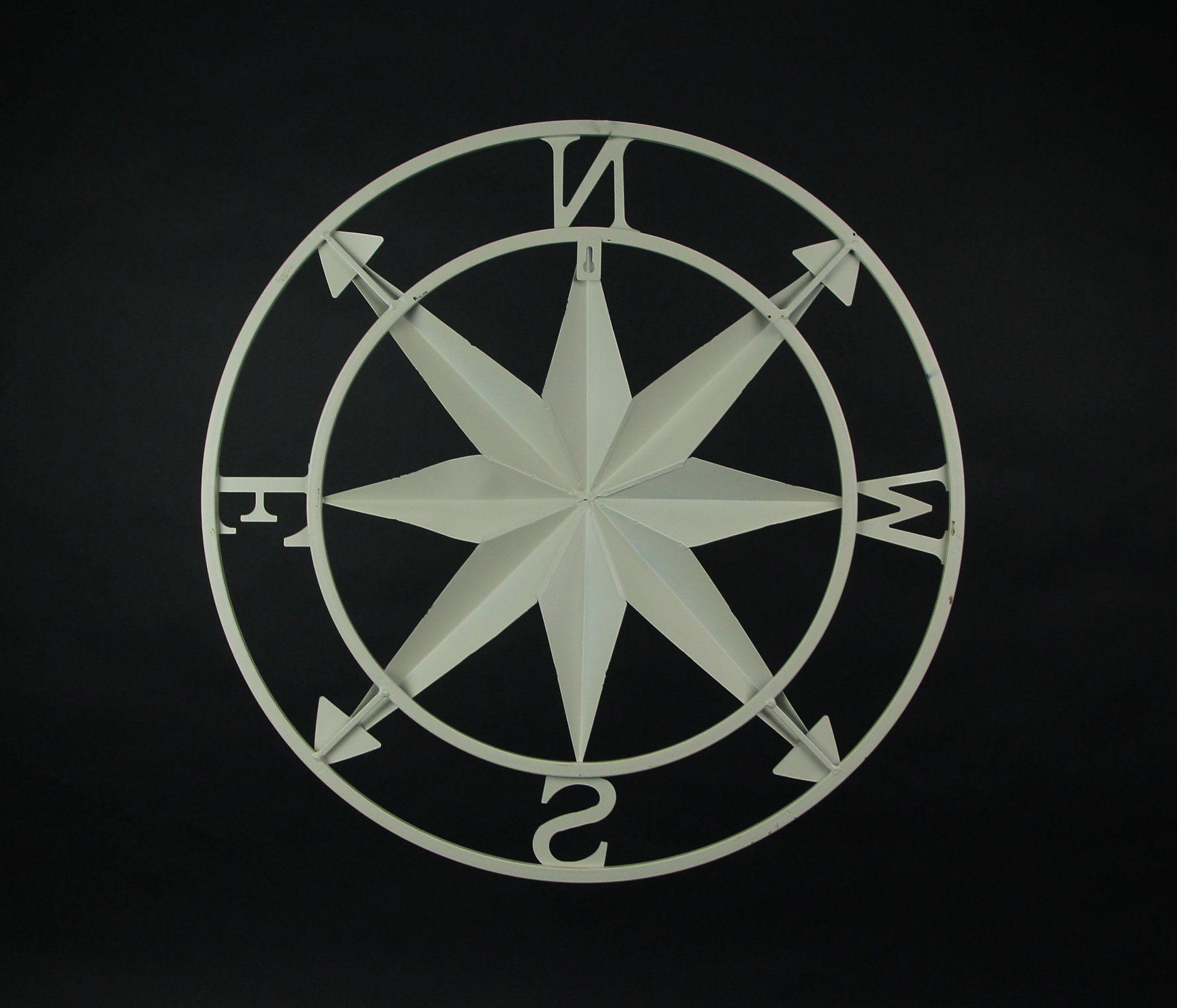 Antiqued White Indoor Outdoor Metal Compass Rose Wall Sculpture 20.5 ...
