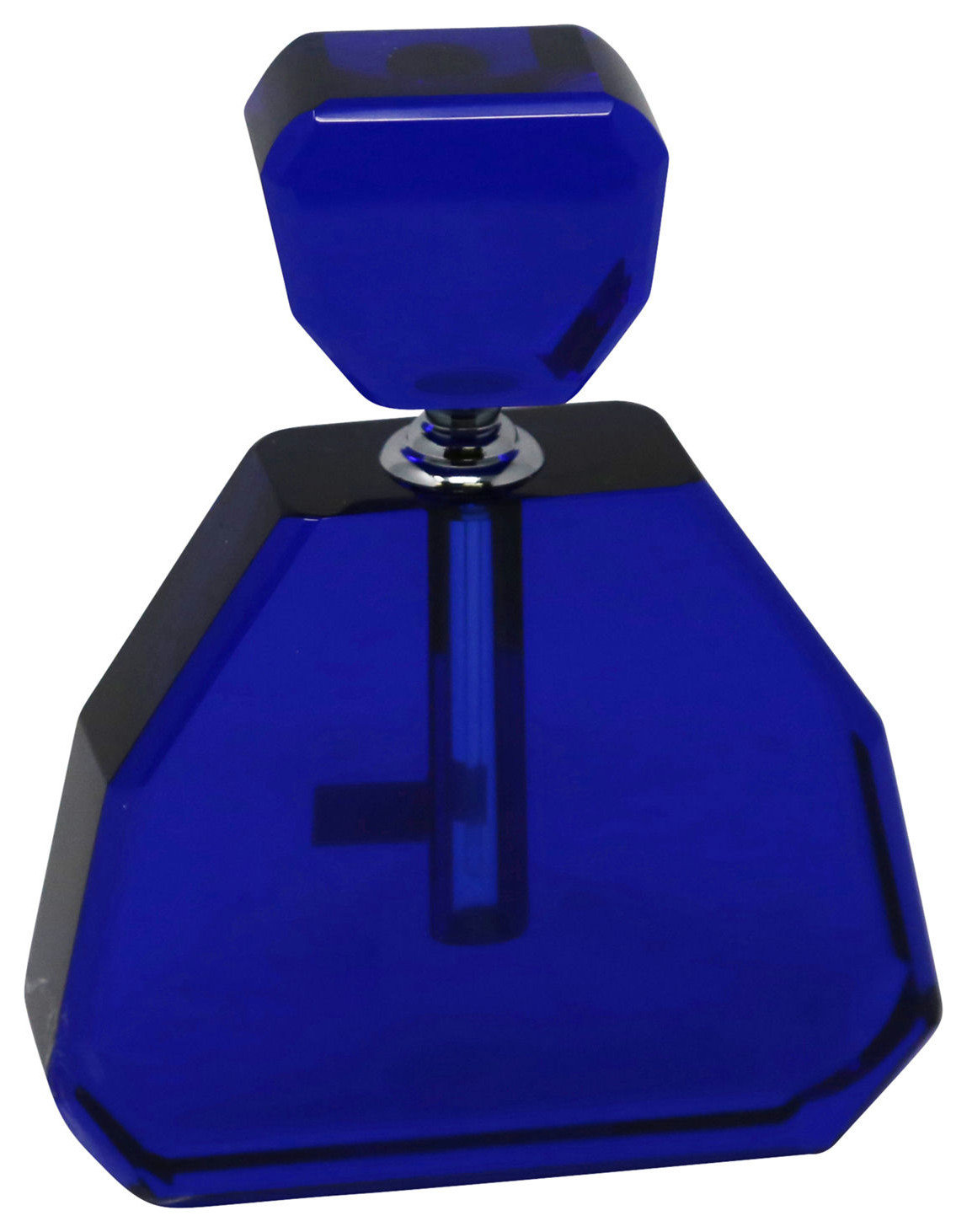 Blue Crystal Perfume Bottle, Wide 6" - Contemporary - Decorative ...