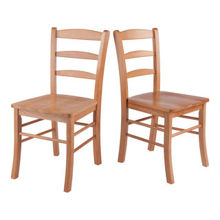 Benjamin Set of 2 Ladder-Back Chair Set, Light Oak - Transitional ...