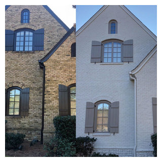 Before & After Painted Brick Exterior - Transitional - Exterior - by ...