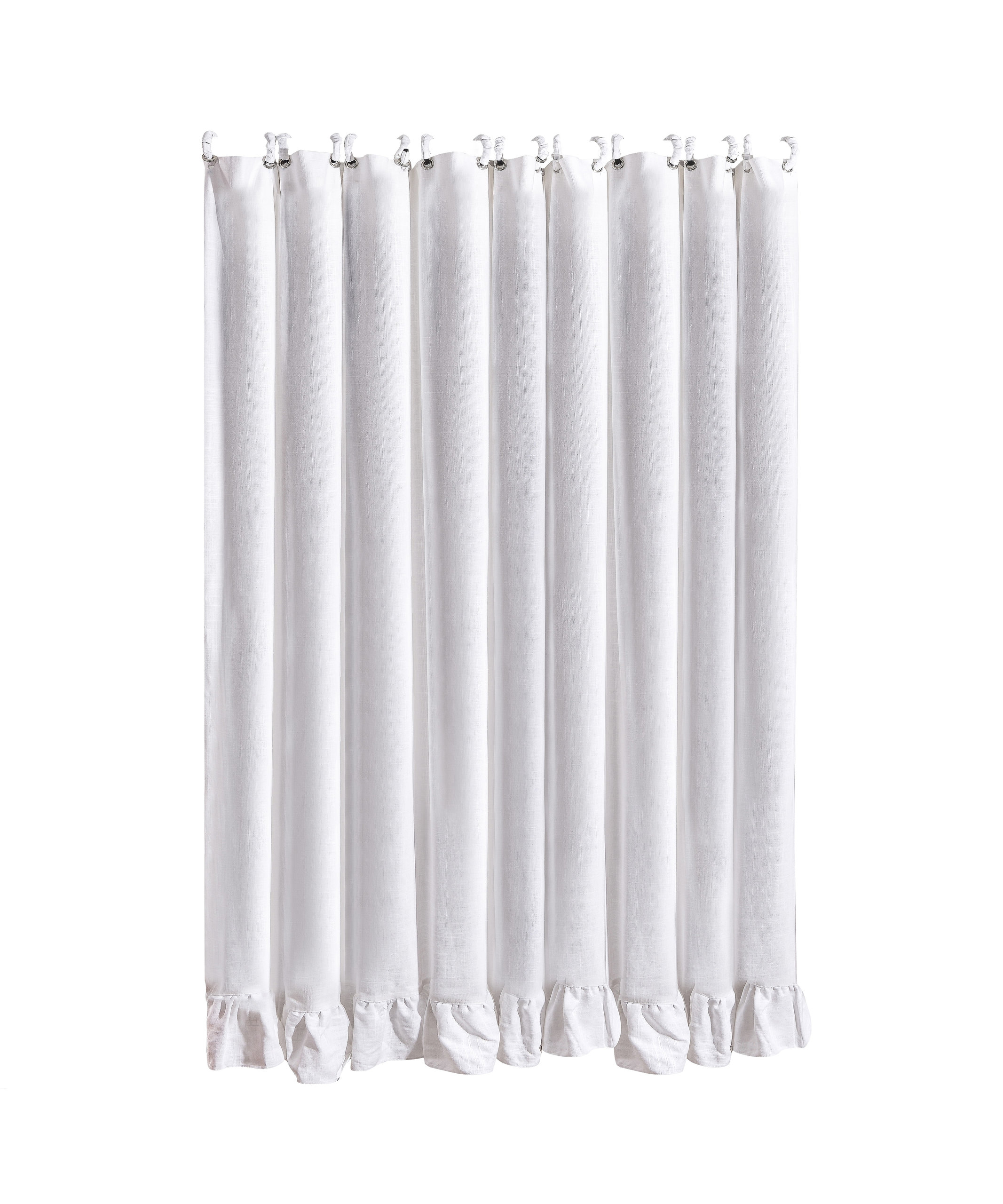 Washed Linen Ruffled Shower Curtain White - Traditional - Shower ...