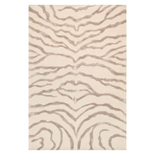 Edgy Hand-Tufted Ivory Silk and Wool Area Rug, 9'9"x13'9 ...