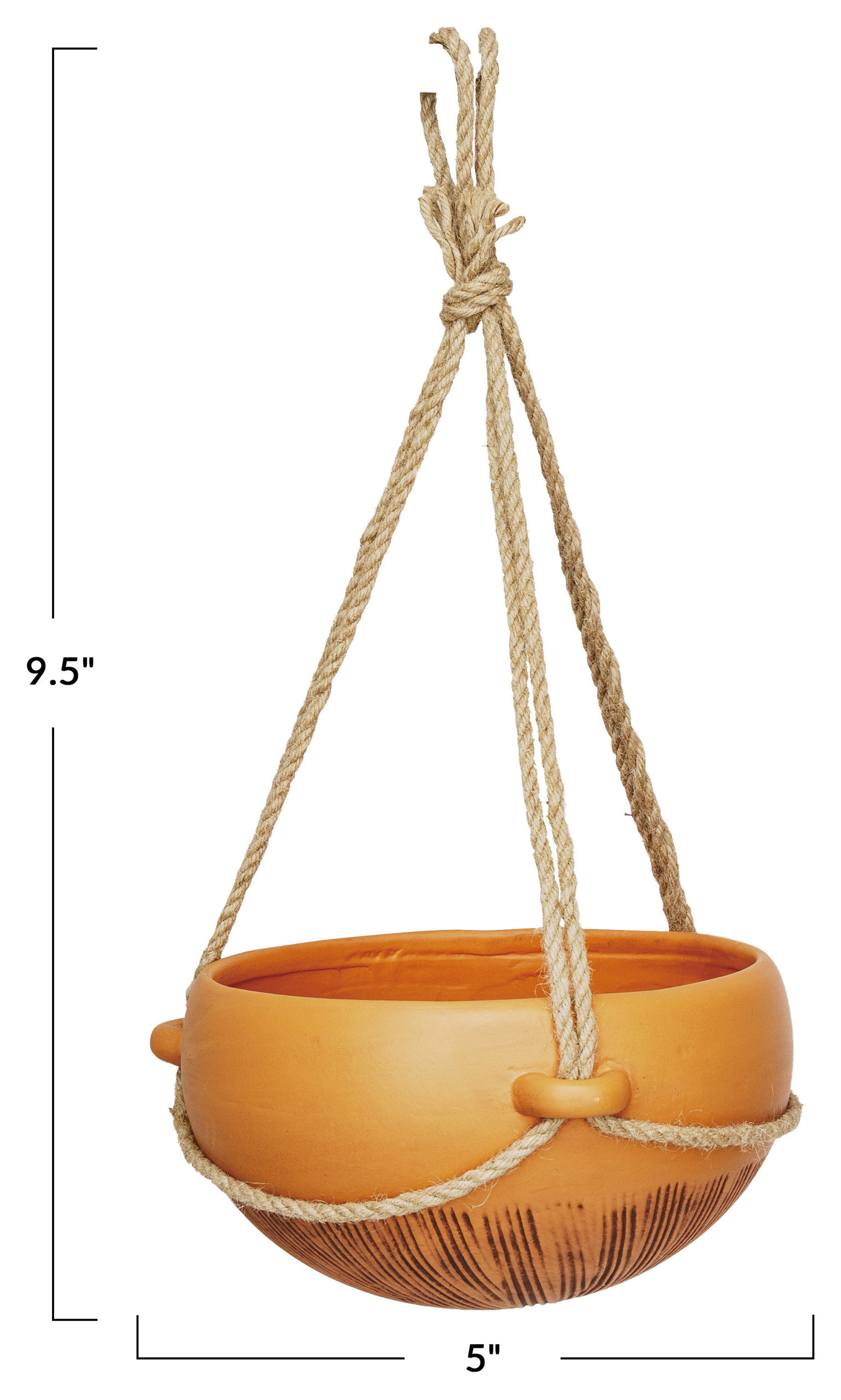 Hanging Stoneware Planter With Cotton Hanger, Terra-cotta - Beach Style ...