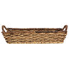 Hand-Woven Buri and Abaca Trays With Handles, Natural and Brown, Set of ...