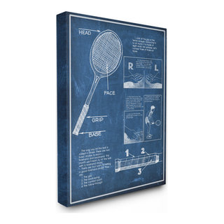 Tennis Racquet Blueprint Sports Design, 30"x40" - Contemporary - Prints ...