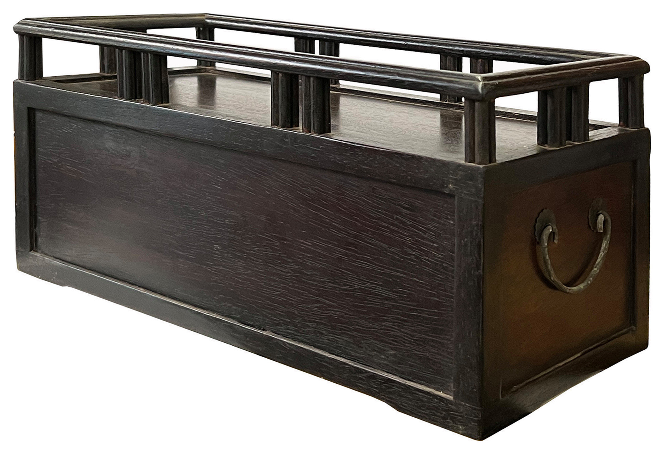 Chinese Brown Wood Rectangular Table Top Stand Display Easel Chest ...