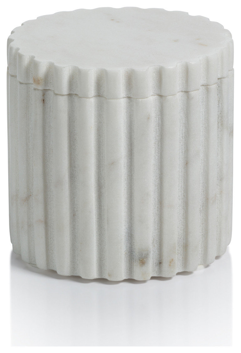Calabria Fluted Marble Lidded Canister Bathroom Canisters By Zodax Houzz