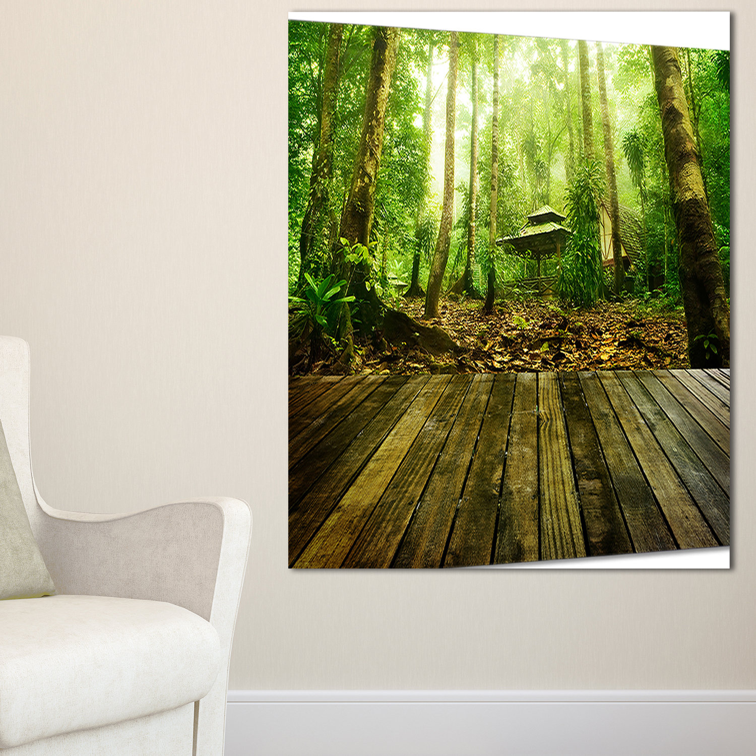 "Wooden Platform in Green Forest" Landscape Photo Wall Art, 28"x60 ...