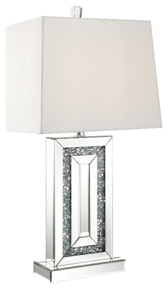 Coaster Contemporary Wood 1-Light Square Shade Table Lamp in Mirrored ...