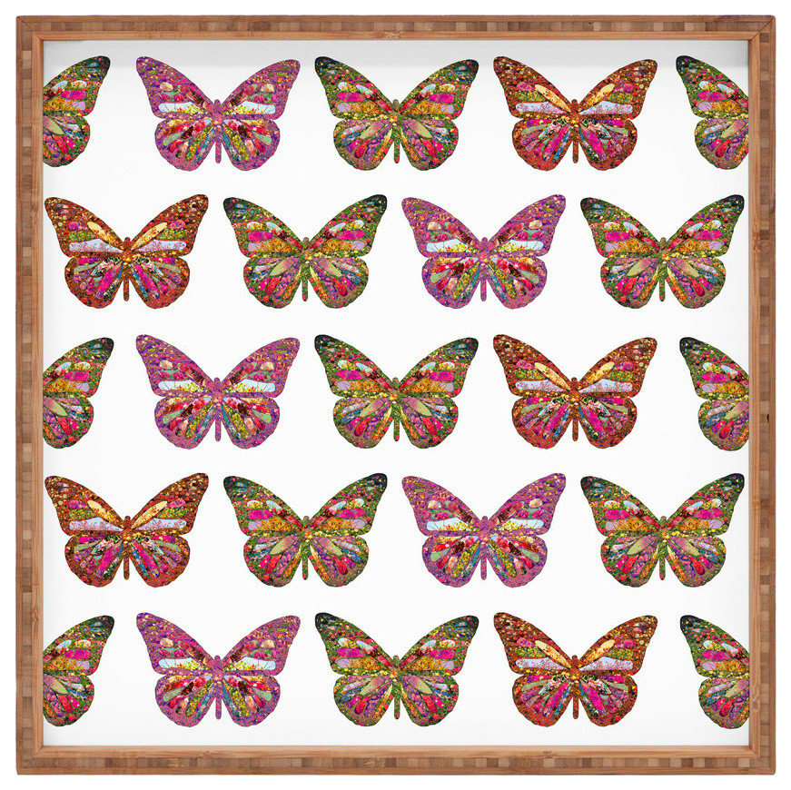 Bianca Green Butterflies Fly Square Tray, Medium - Contemporary ...