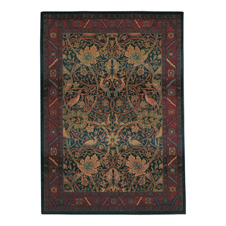 Kharma 470X4 Red/Blue Rug, Rectangle 2' x 3' - Traditional - Hall And ...