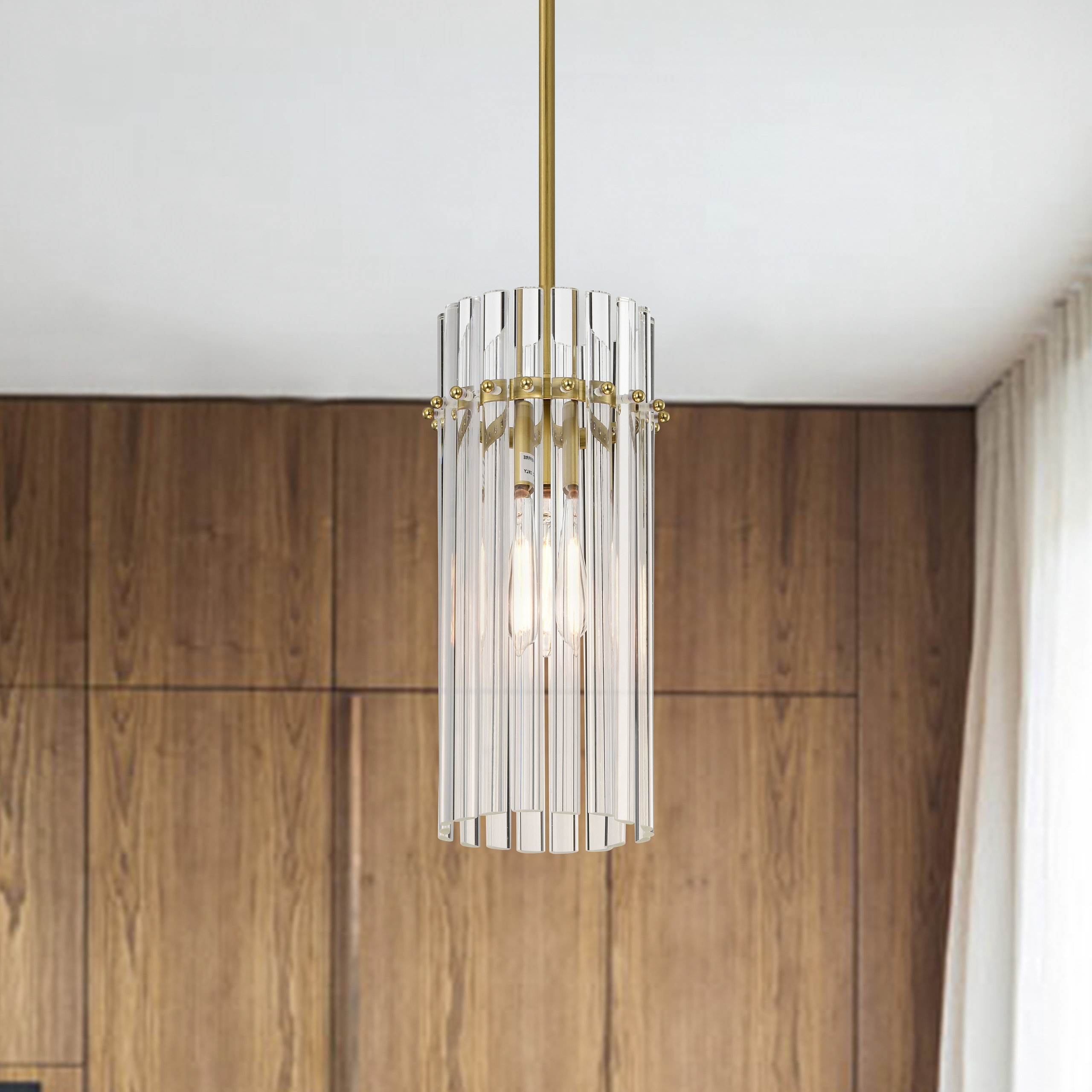 Eva 1 Light Crystal Glass Rod Mini Pendant Chandelier - Contemporary ...
