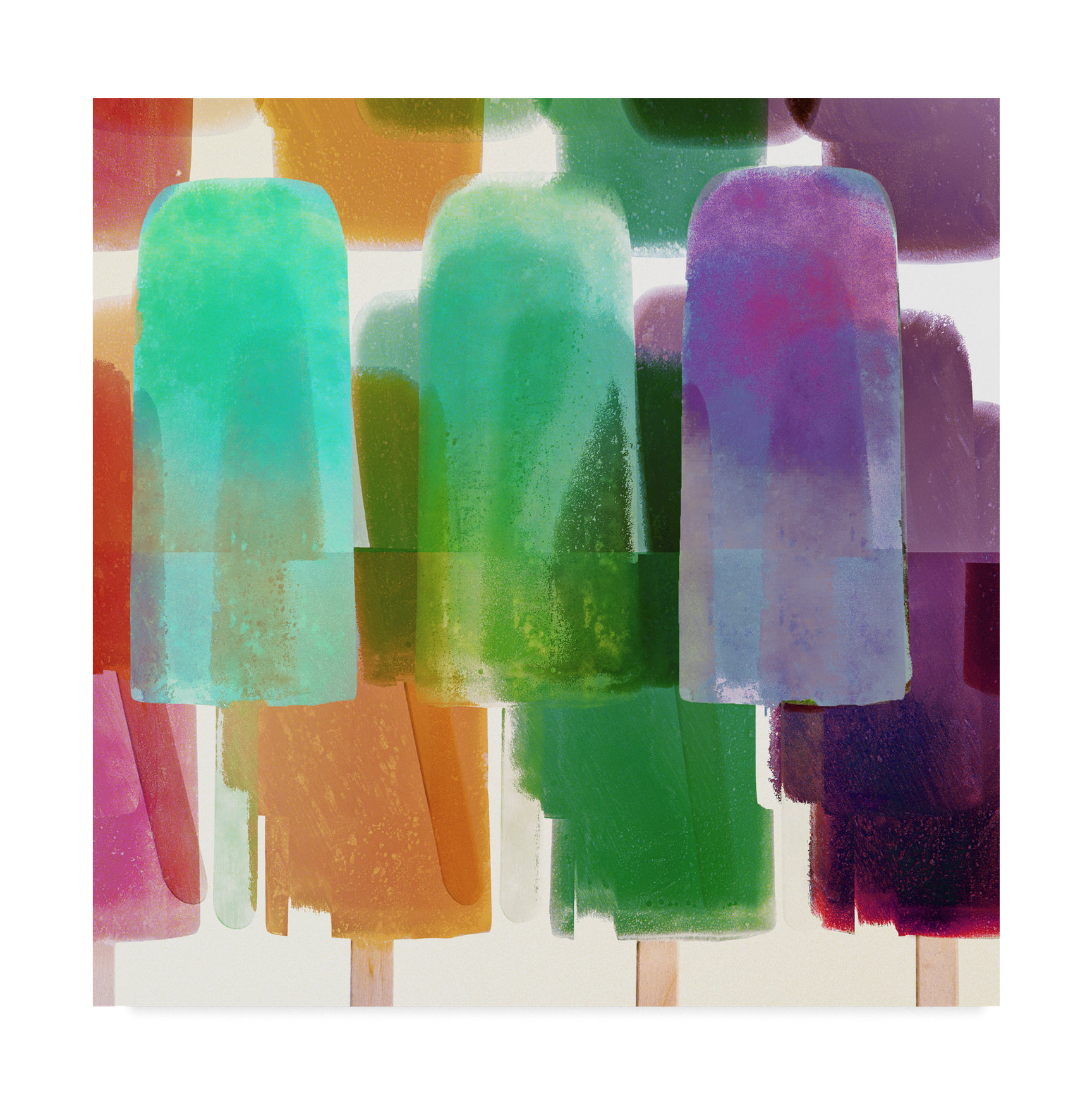 Color Bakery 'Popsicles 2' Canvas Art, 24"x24" - Contemporary - Prints ...