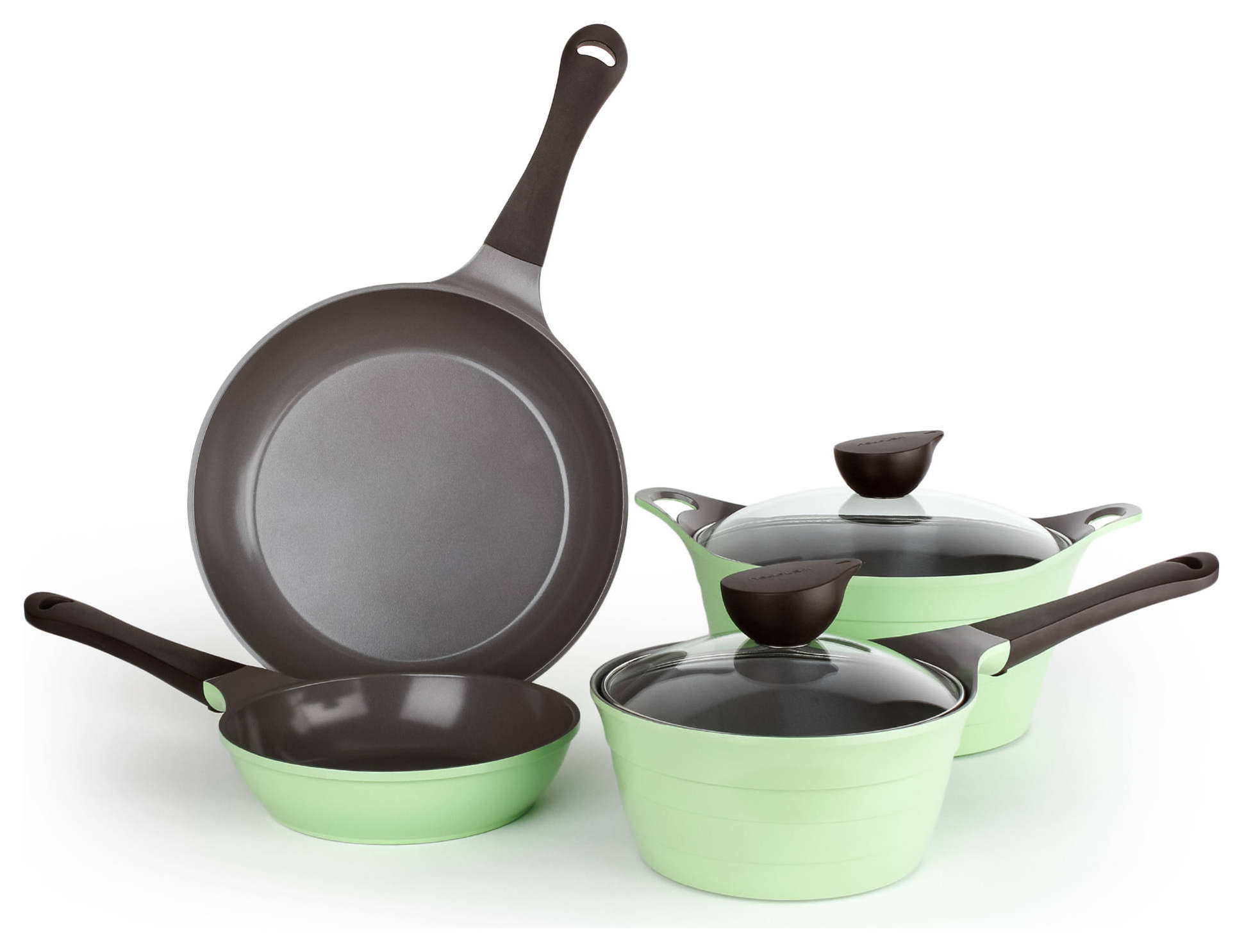 Neoflam Eela 6-Piece Ceramic Nonstick Cookware Set, Apple Green ...