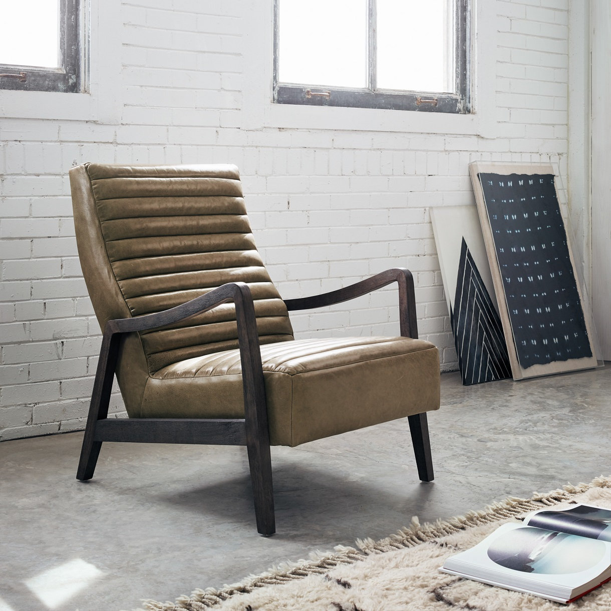 Chance Modern Camel Leather Lounge Chair - Midcentury - Armchairs And ...