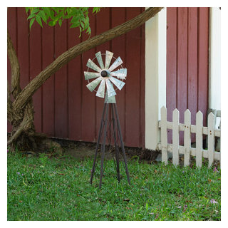 Rustic Bronze and Silver Metal Mini Windmill - Farmhouse - Garden ...