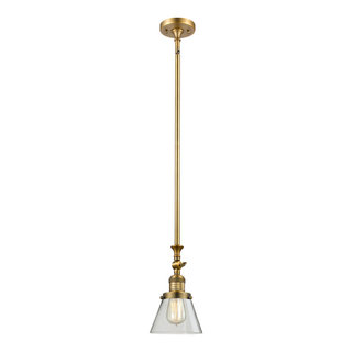 Innovations Small Cone 1-Light Mini Pendant, Brushed Brass - Industrial ...