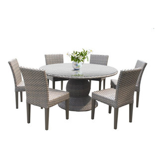 Monterey 60 Inch Patio Dining Table with 6 Armless Chairs - Tropical ...