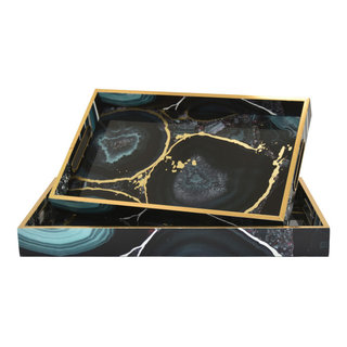 Plutus Brands Tray Set Of 10, Multi-Colored Glass - Contemporary ...