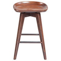 Benzara BM274304 Swivel Wood Counter Stool With Contour Seat, Tapered ...