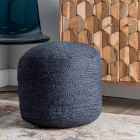 nuLOOM Braided Evita Jute Natural, Fiber Cable Pouf - Beach Style - Floor Pillows And Poufs - by ...