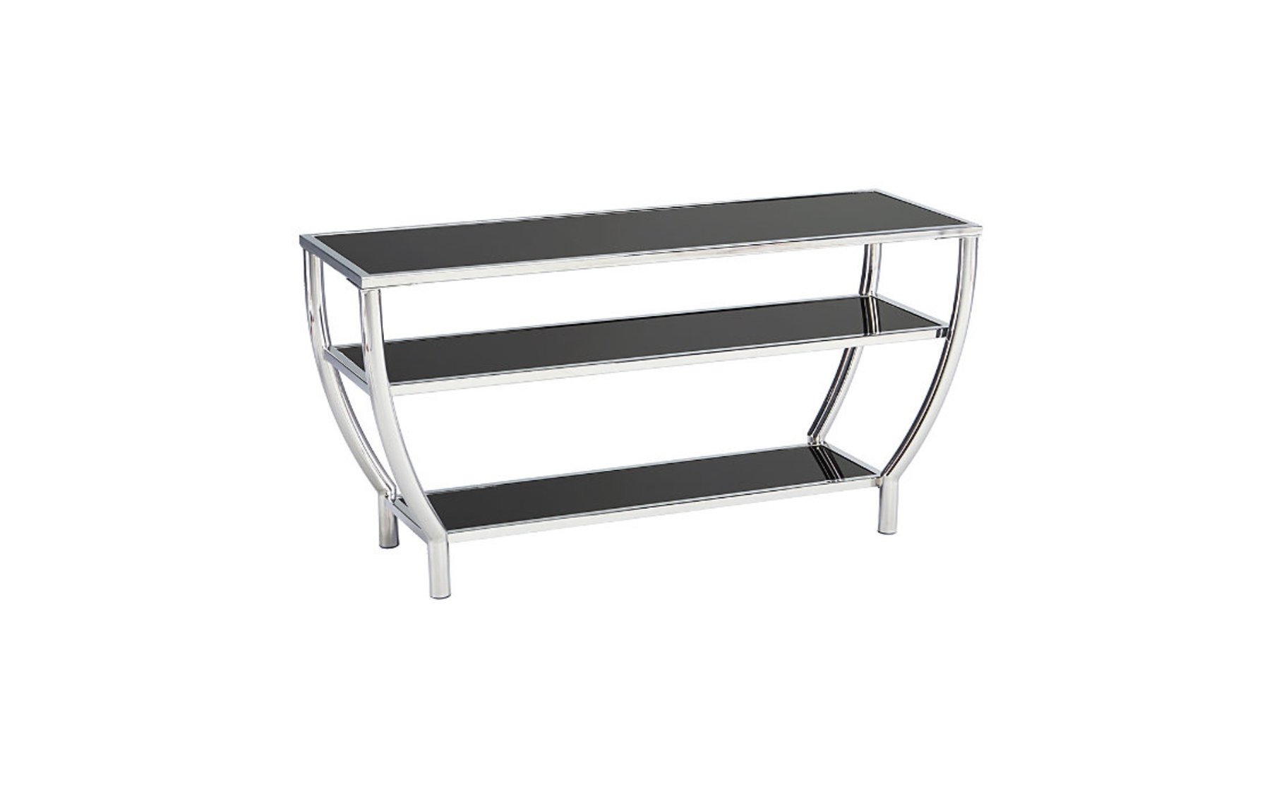 Steel TV Stand with Three Fixed Glass Shelves, Black and Silver ...