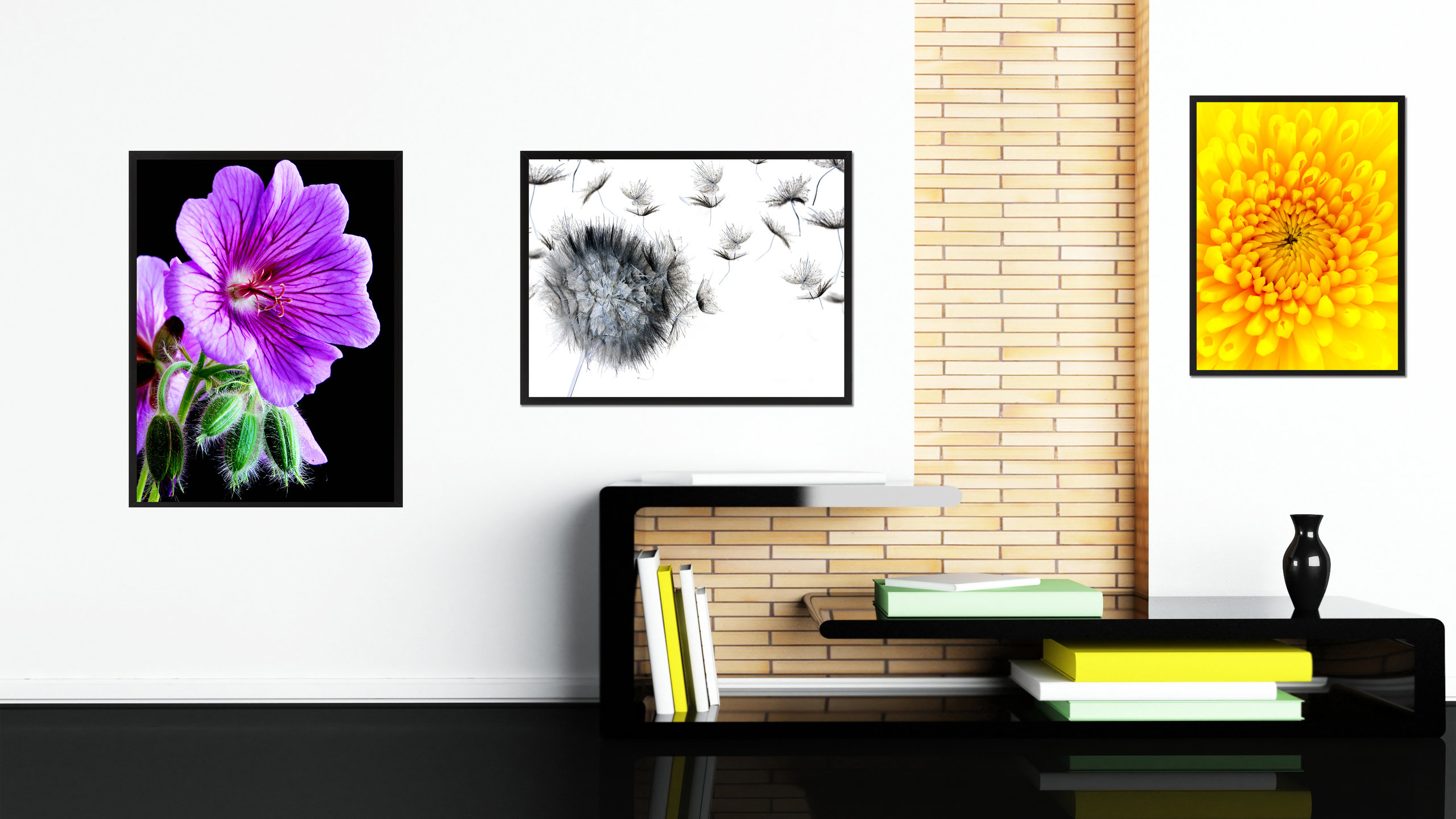 Purple Cranesbill Geranium Flower Print on Canvas with Picture Frame ...
