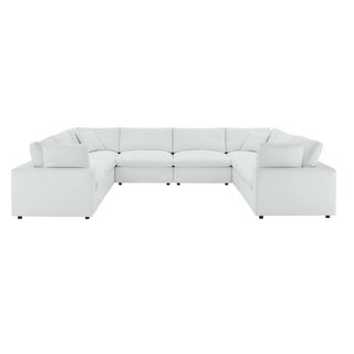 Wheatland Down Filled Overstuffed Vegan 8-Piece Sectional Sofa ...