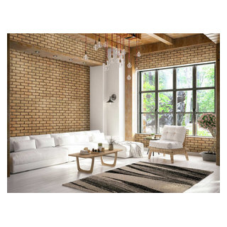 Faux Brick Living Room Design - Rustic - Living Room - Charlotte - by ...