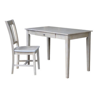 Desk With Drawer, Washed Gray Taupe - Farmhouse - Desks And Hutches ...