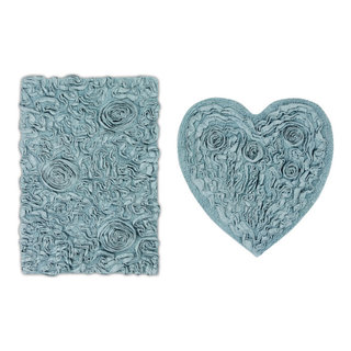 Bellflower Heart 2 Piece Bath Rug, 25"x25", 21"x34", 25"x25", 21"x34 ...