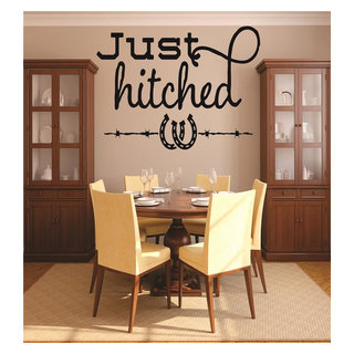 Decal, Just Hitched Western Cowboy Cowgirl Marriage, 20x30", 20X30 ...