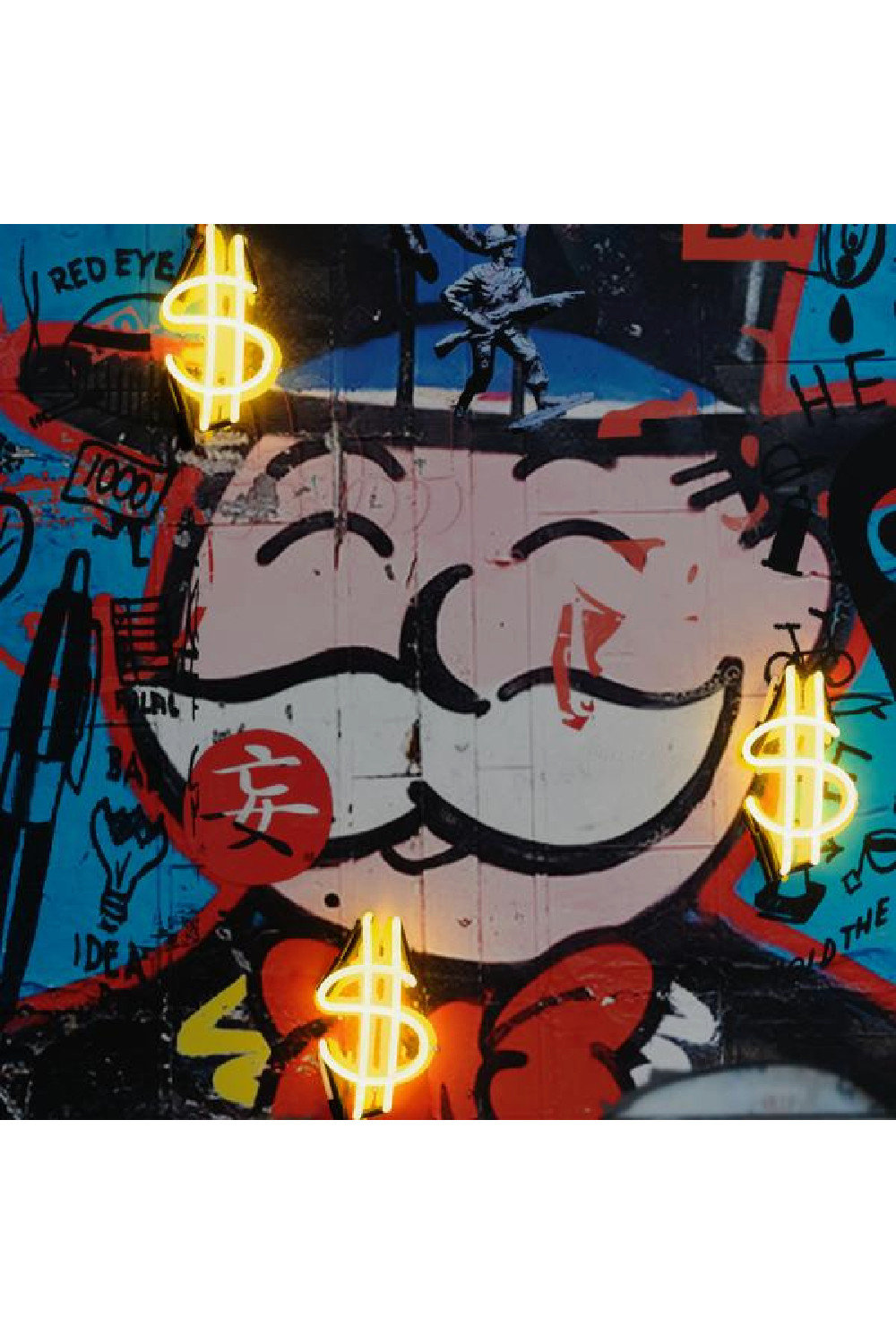 Neon Graffiti Art Print | Andrew Martin Monopoly Man, 31" X 47 ...
