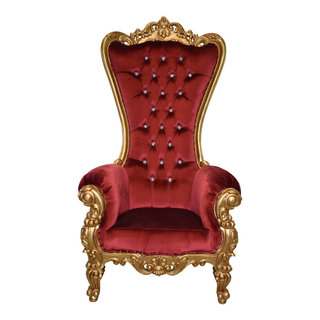 Kings Chair Red and Gold Colors Giant Size Size: 30" x 35" x 71"H ...